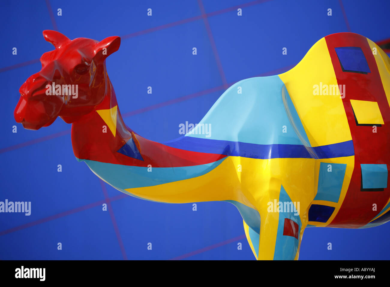 Colourful painted statue of a camel Stock Photo - Alamy