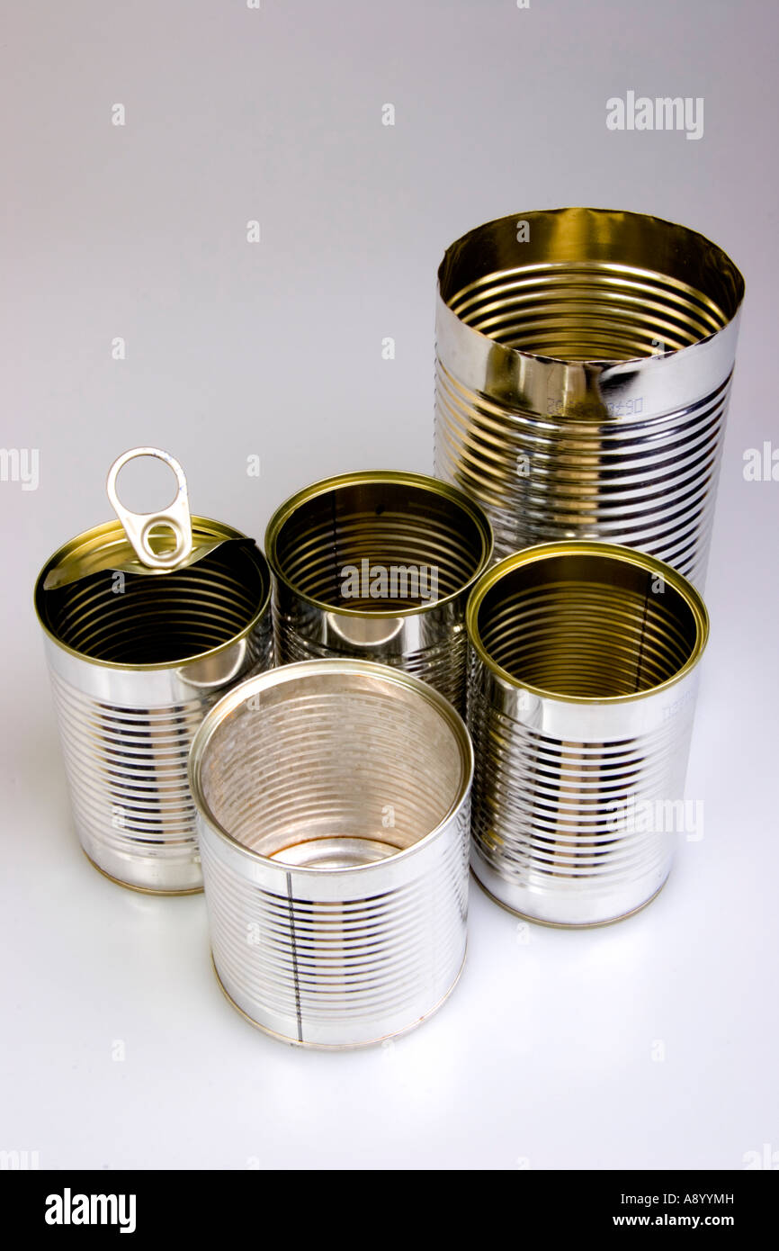 Empty tin food cans Stock Photo - Alamy