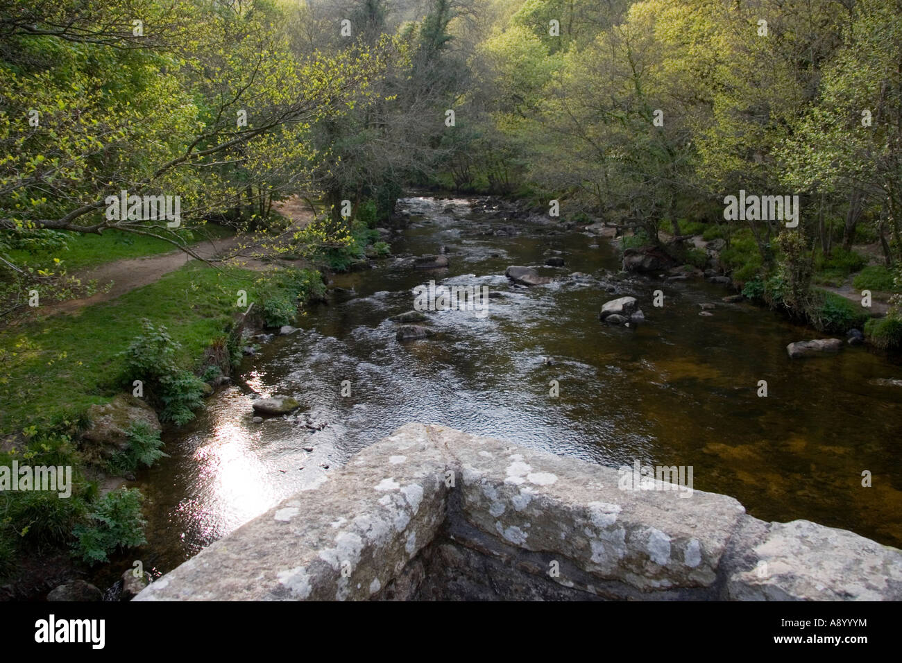Fingle Bridge on the River Teign near Drewsteignton Dartmoor Devon ...