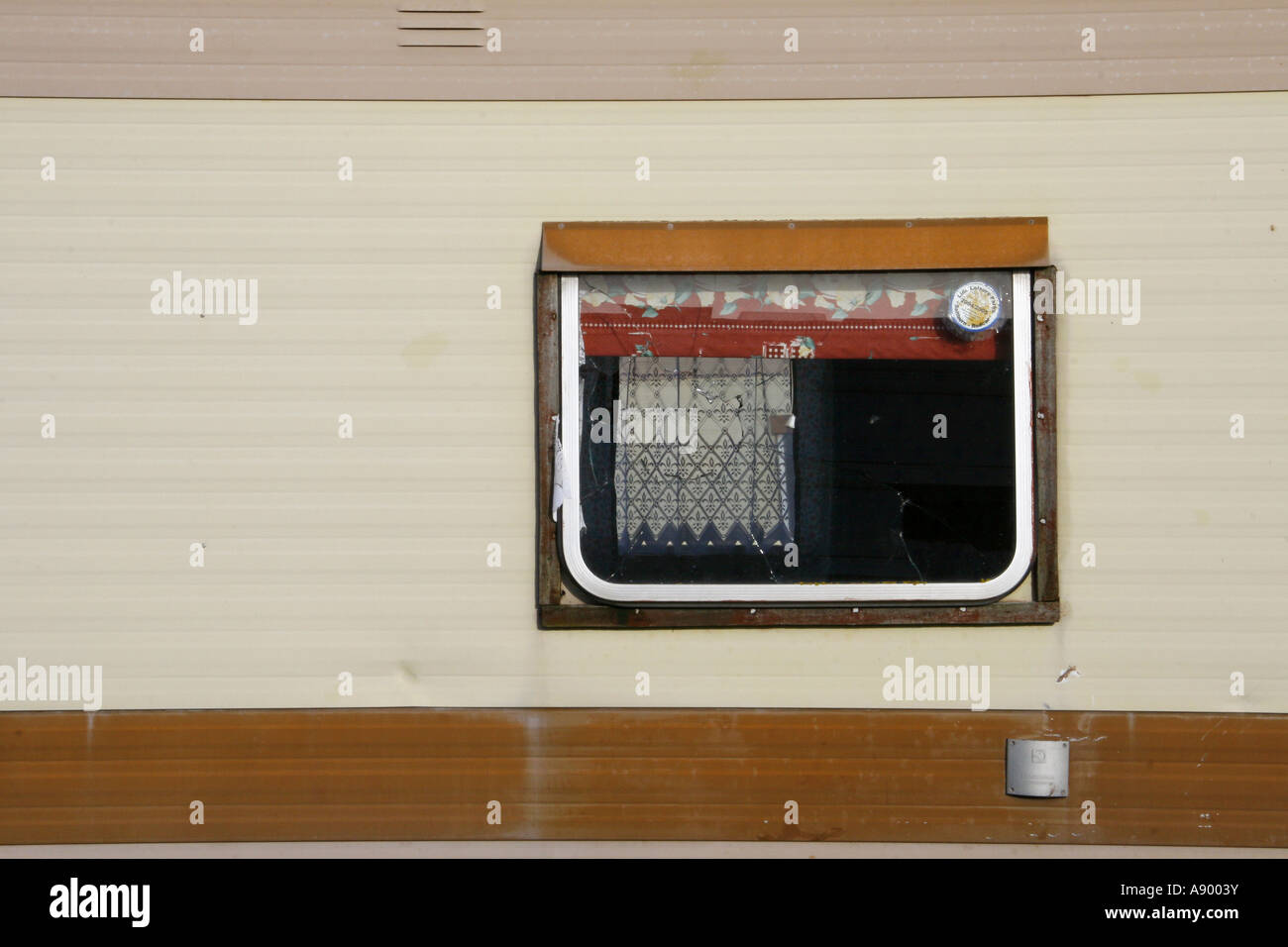 window on a caravan Stock Photo - Alamy