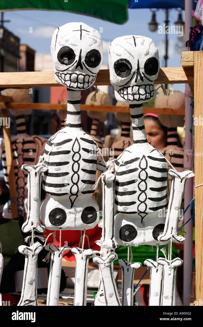 Paper mache skeletons for sale for Day of the Dead at weekend market in ...