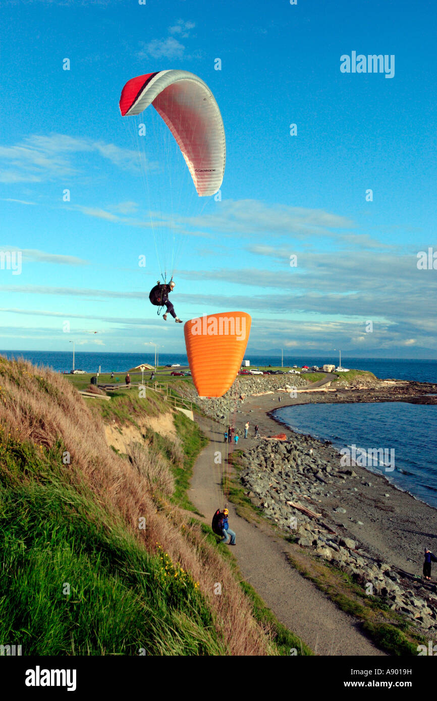 Paragliding at Clover Point Victoria Stock Photo - Alamy
