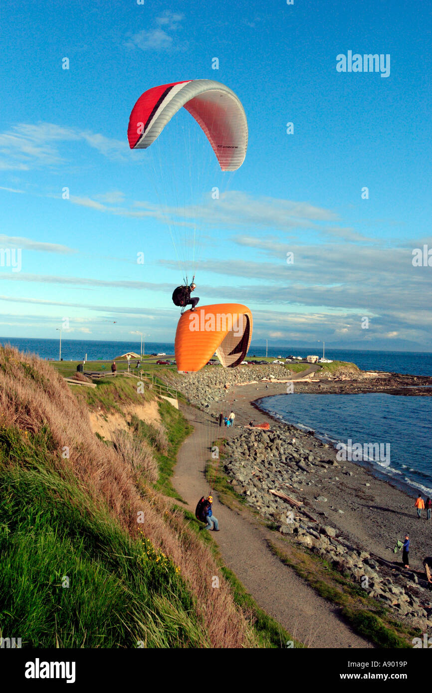 Paragliding at Clover Point Victoria Stock Photo - Alamy