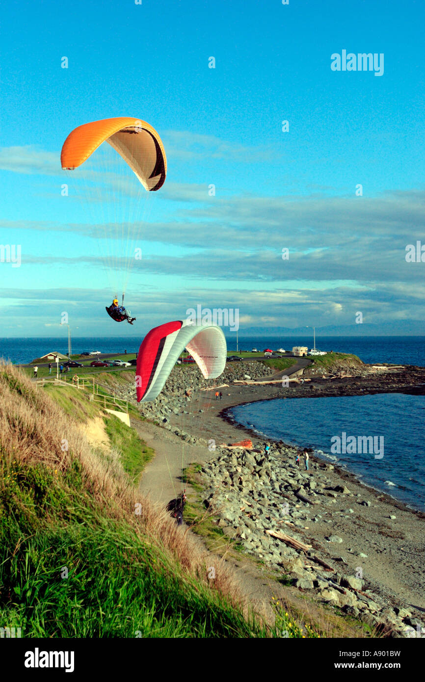 Paragliding at Clover Point Victoria Stock Photo - Alamy