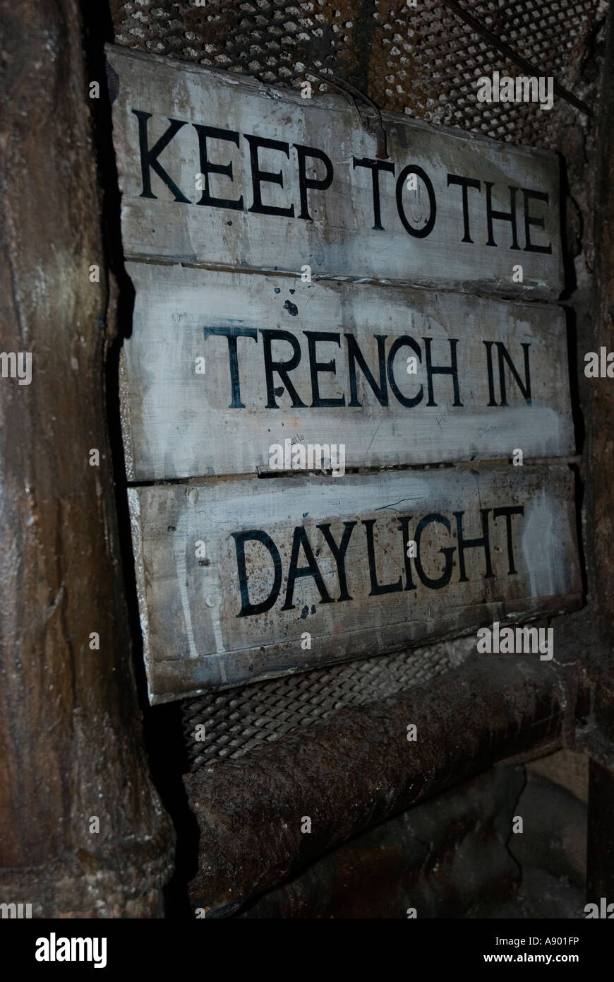 WW1 trench sign replica Stock Photo - Alamy