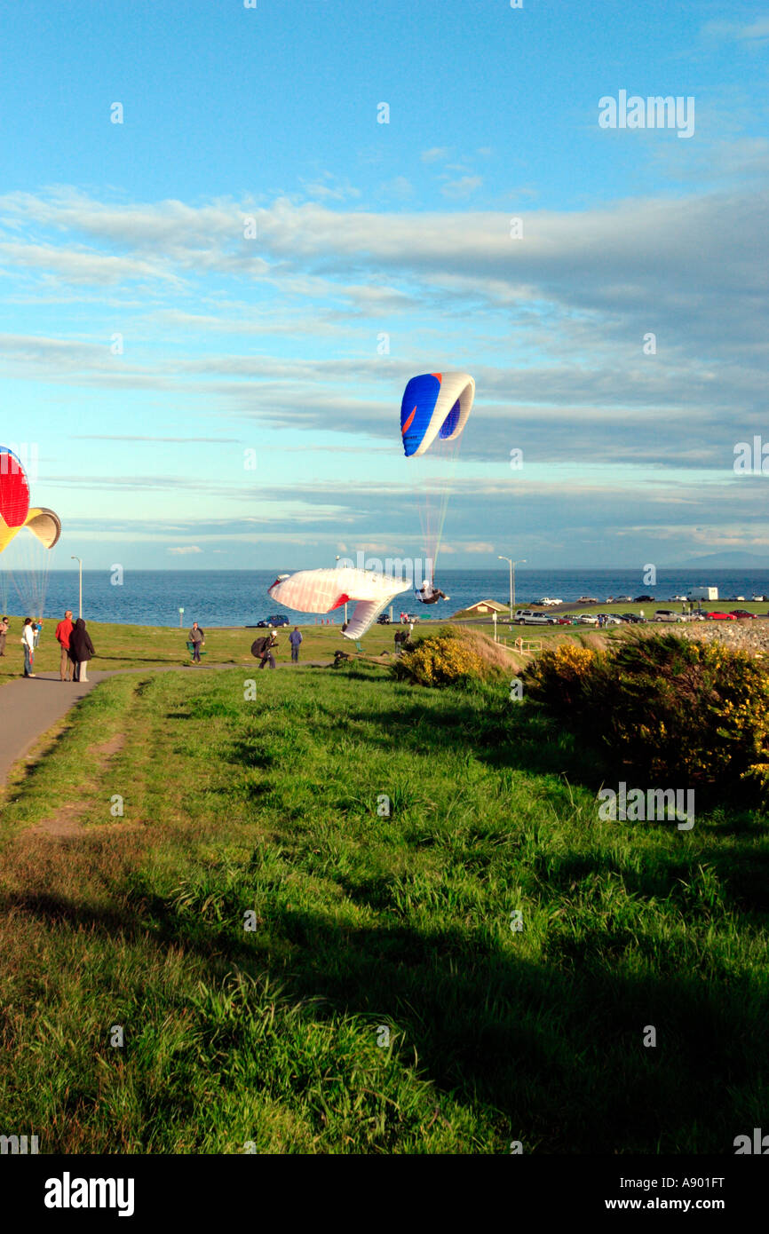 Paragliding at Clover Point Victoria Stock Photo - Alamy