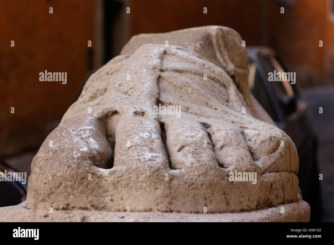 Marble Foot Statue in Alley Pie di Marmo City Centre Rome Italy Stock ...