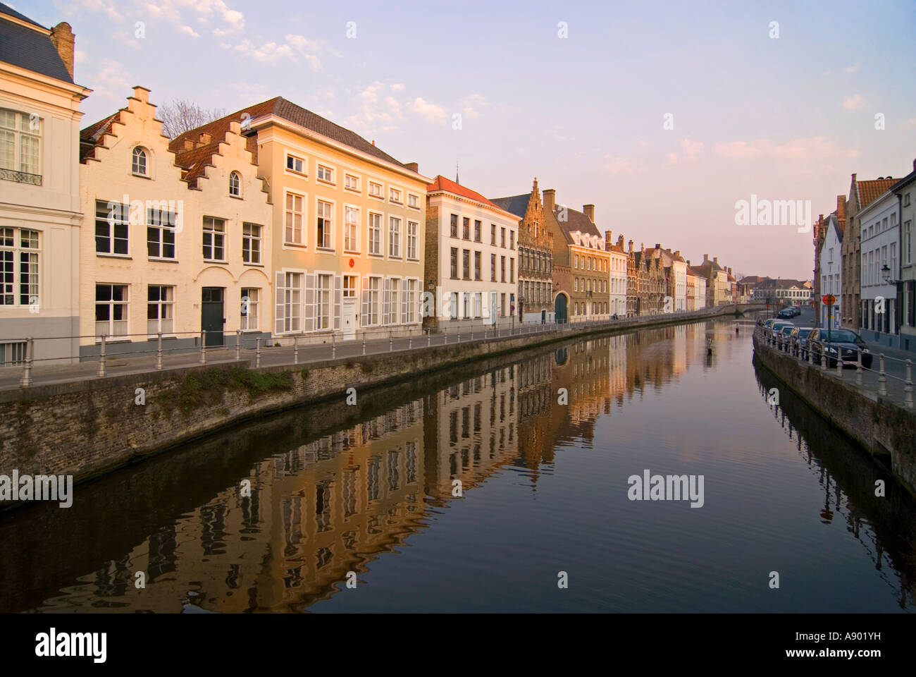 Horizontal wide angle of the traditional canalside gabled houses on ...