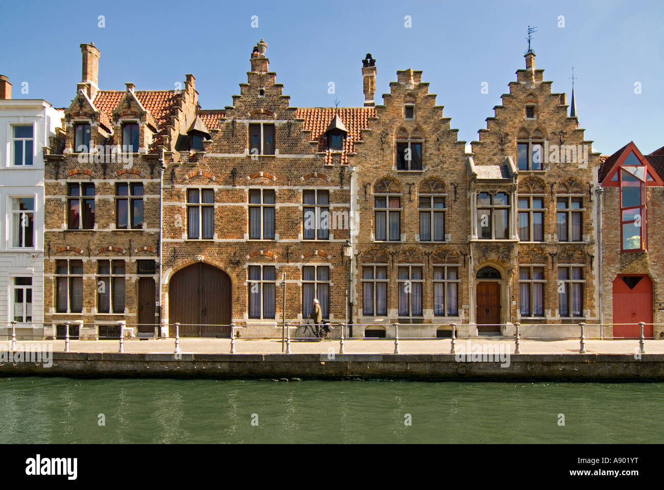 Horizontal wide angle of the traditional canalside gabled houses on ...