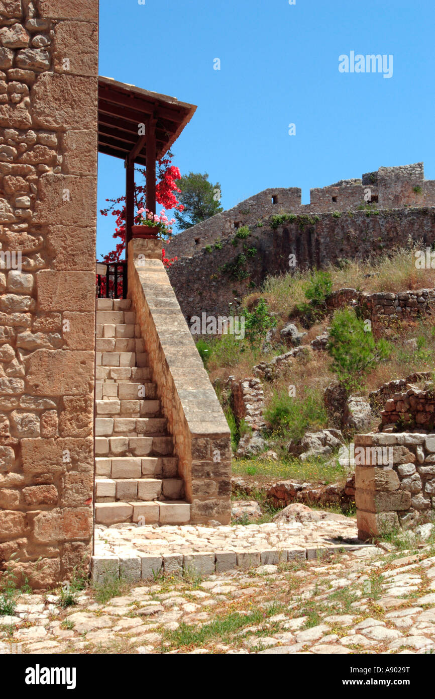 Interior courtyard of Neokastro a Turkish fortress in Pylos Stock Photo ...