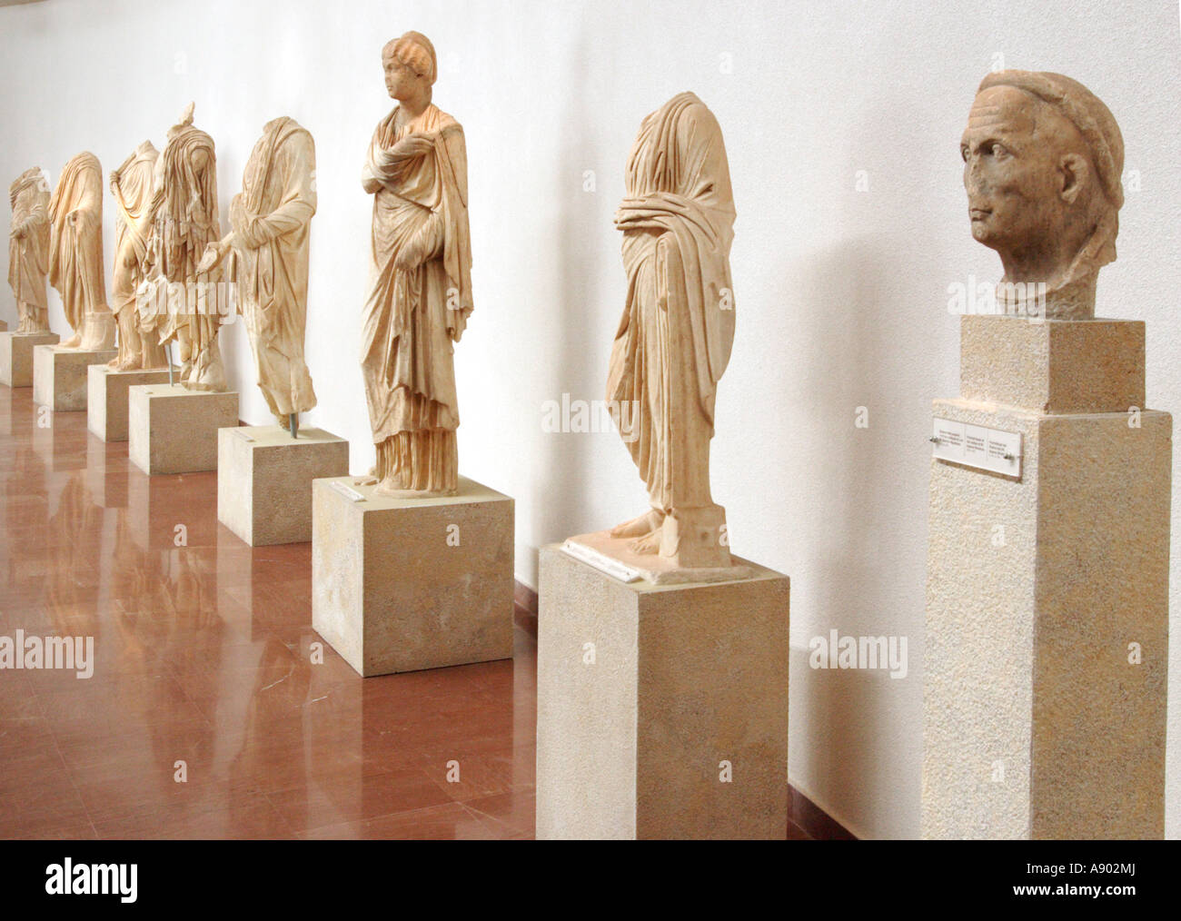 Marble Roman statues at the Achaeological Museum of Olympia Stock Photo ...