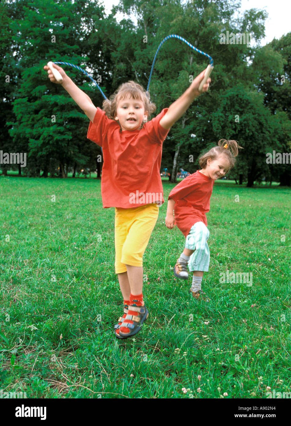 girls with jumping rope MR8373 Stock Photo - Alamy