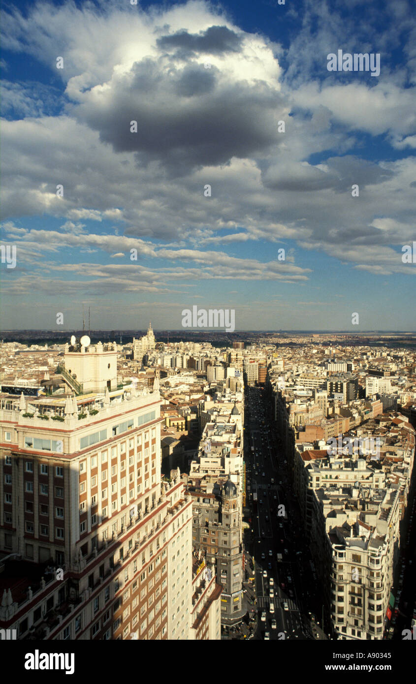 View over Madrid from Torre de Madrid with Edificio Espana Madrid Spain ...