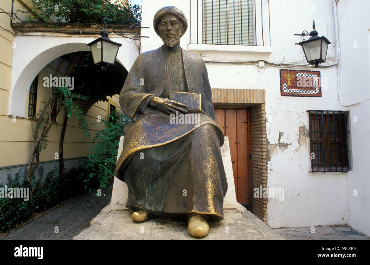 Statue of Maimonides Juderia quarter Cordoba Andalucia Jewish Quarter ...