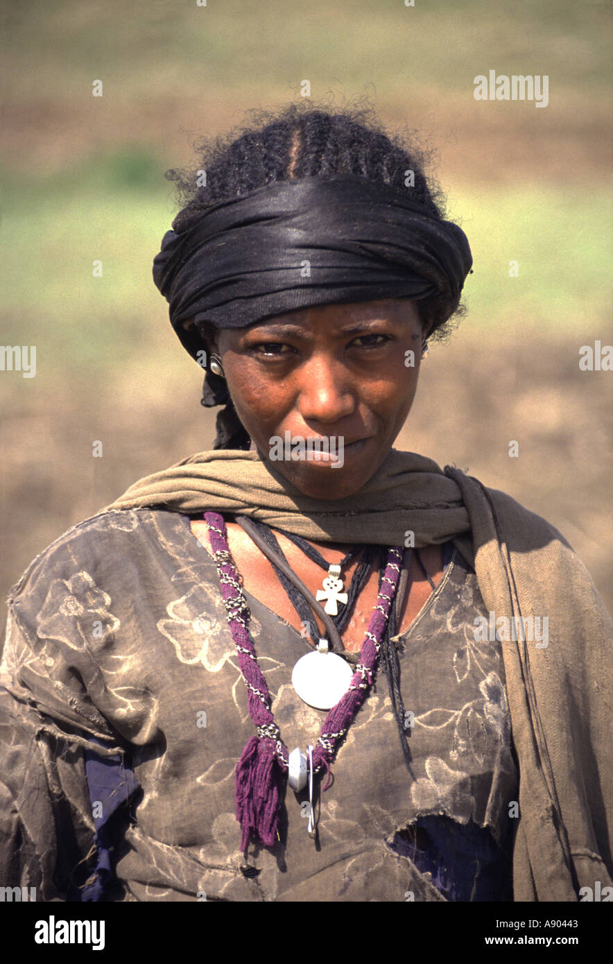 Woman with Silver Maria Teresa Thaler Pendant Welo Province Ethiopia ...