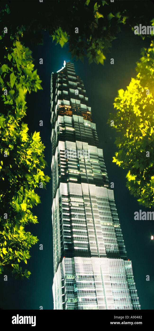Night view of illuminated Jinmao Building in Pudong New Area China s ...