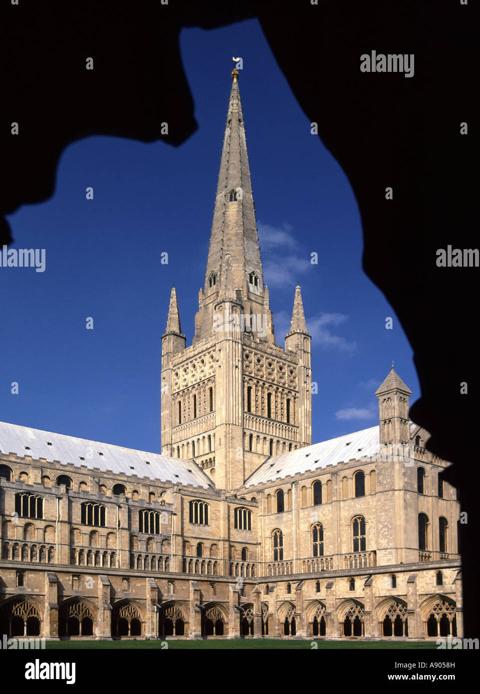 Historical Norwich cathedral church building architecture spire tower ...