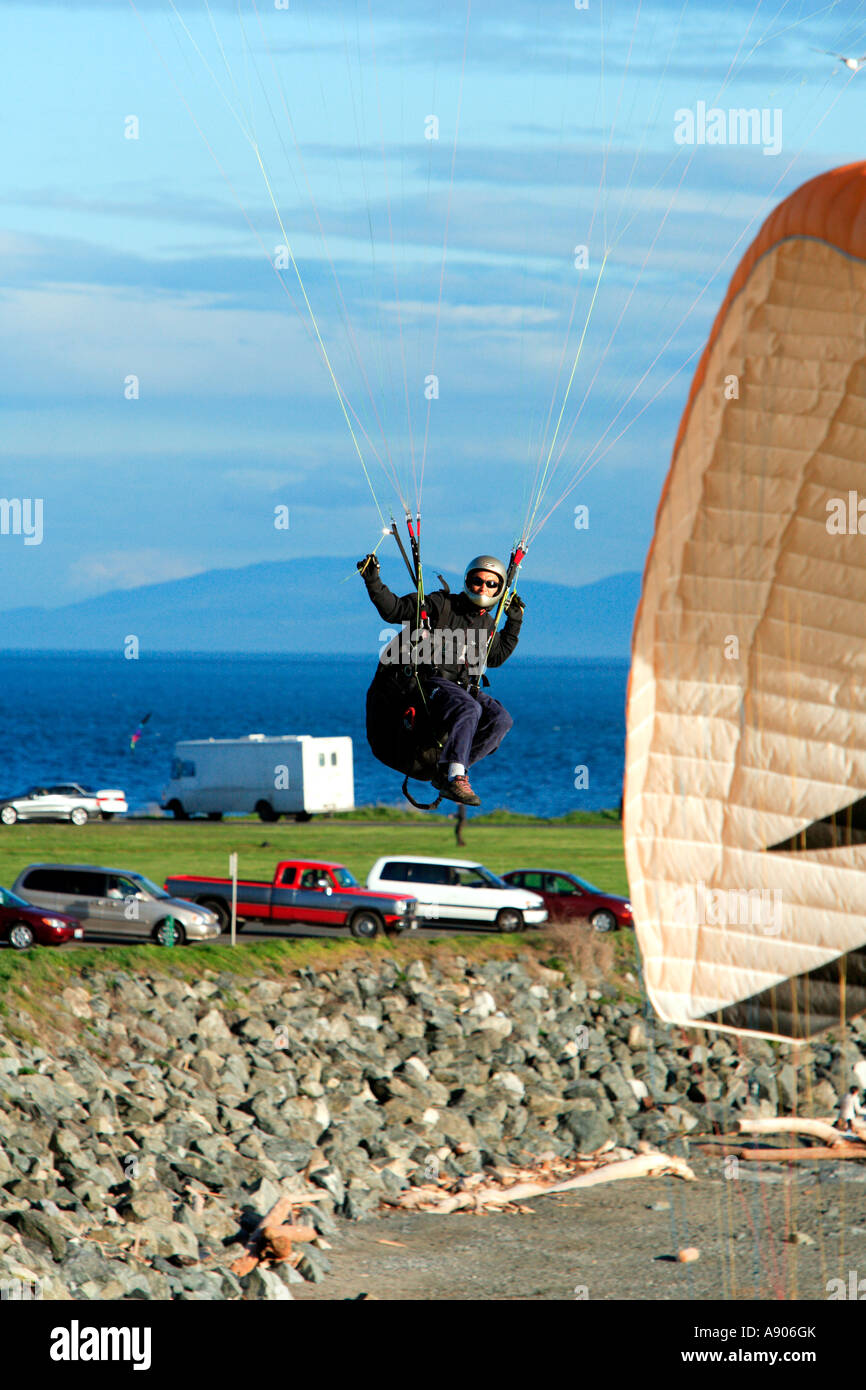 Paragliding at Clover Point Victoria Stock Photo - Alamy