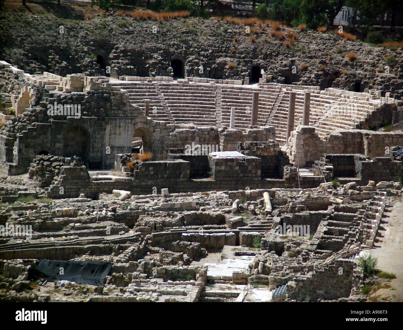 The roman theatre at the ruins of Bet Shean Israel Stock Photo - Alamy