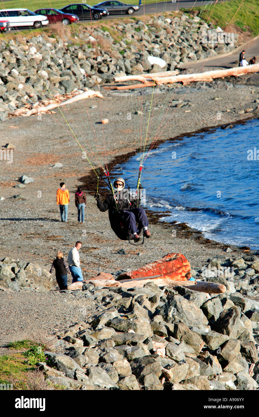 Paragliding at Clover Point Victoria Stock Photo - Alamy
