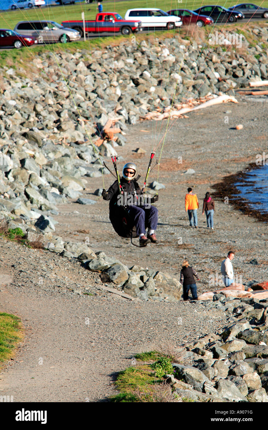 Paragliding at Clover Point Victoria Stock Photo - Alamy