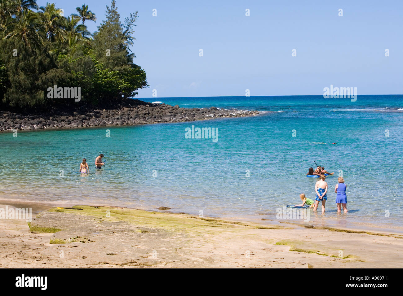 Ke`e Beach, located near the trailhead for the Kalalau trail, Ha`ena ...