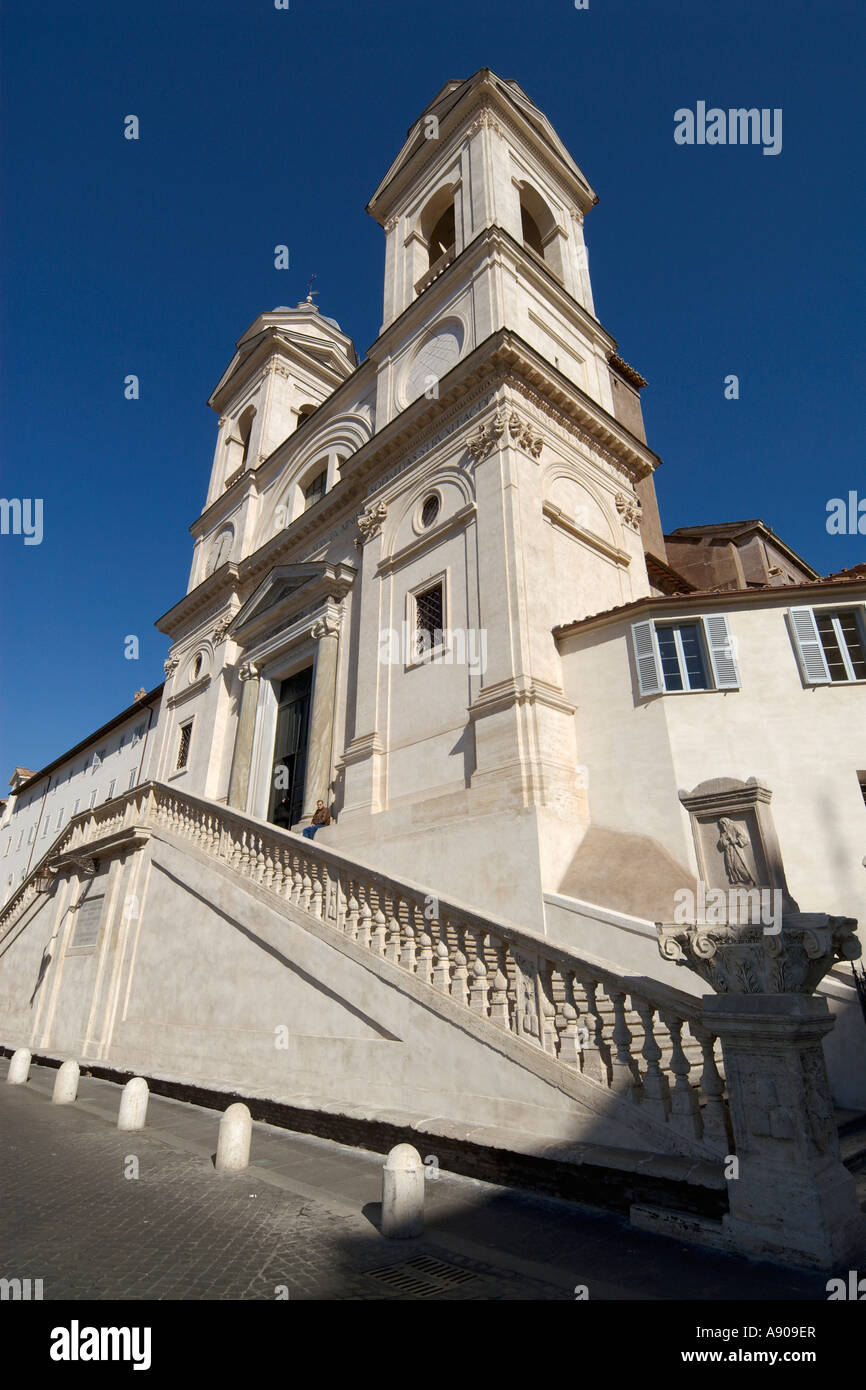 Rome Italy The church of Trinita dei Monti at the top of the Spanish ...