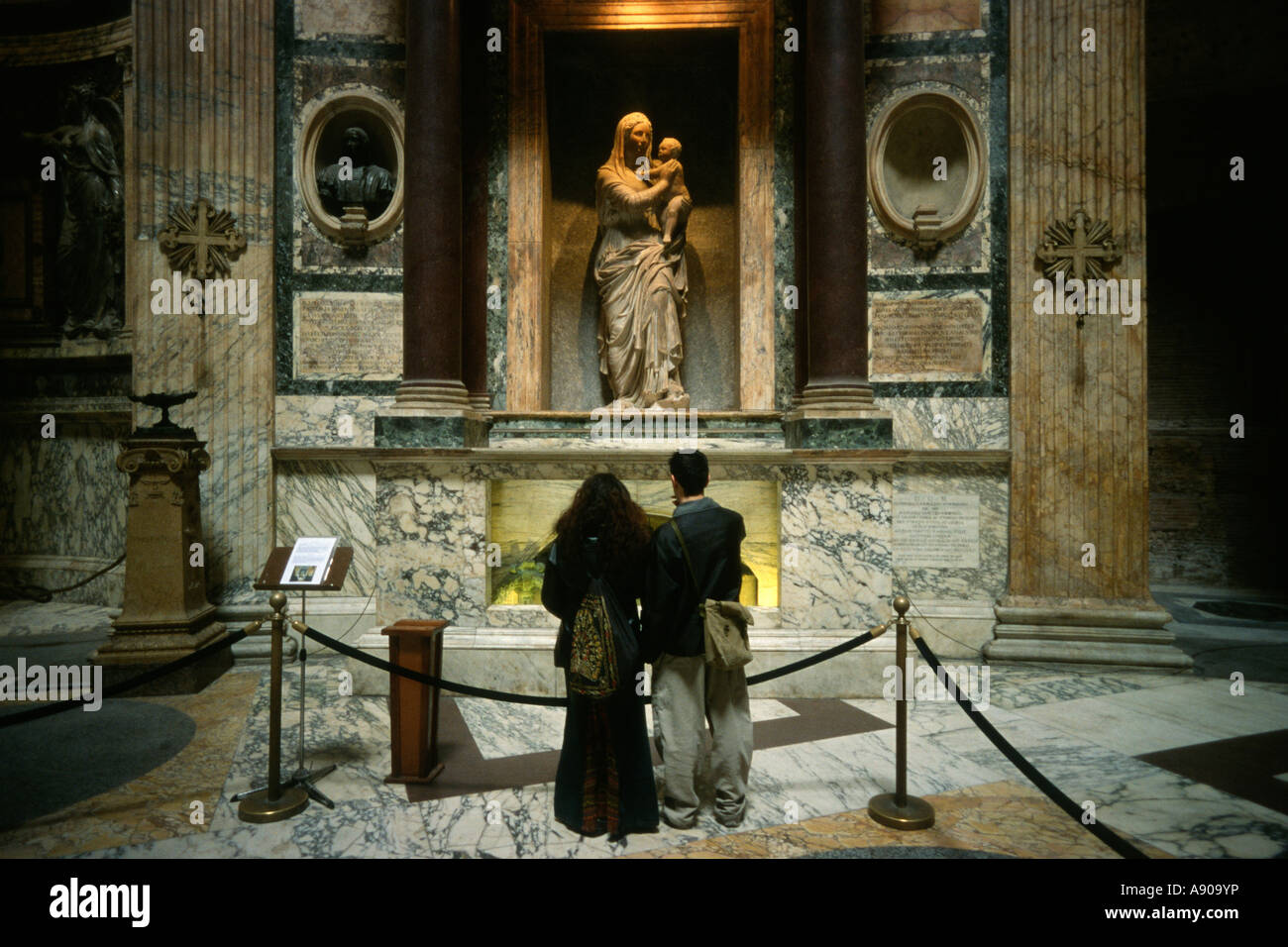 Rome Italy Students study the Tomb of Raphael whose body rests below a ...