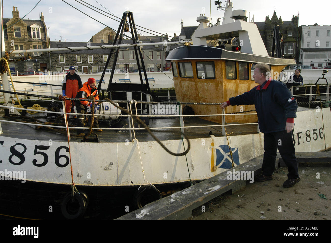18 11 02 Macduff Scotland Deep sea trawler returning to port Stock ...
