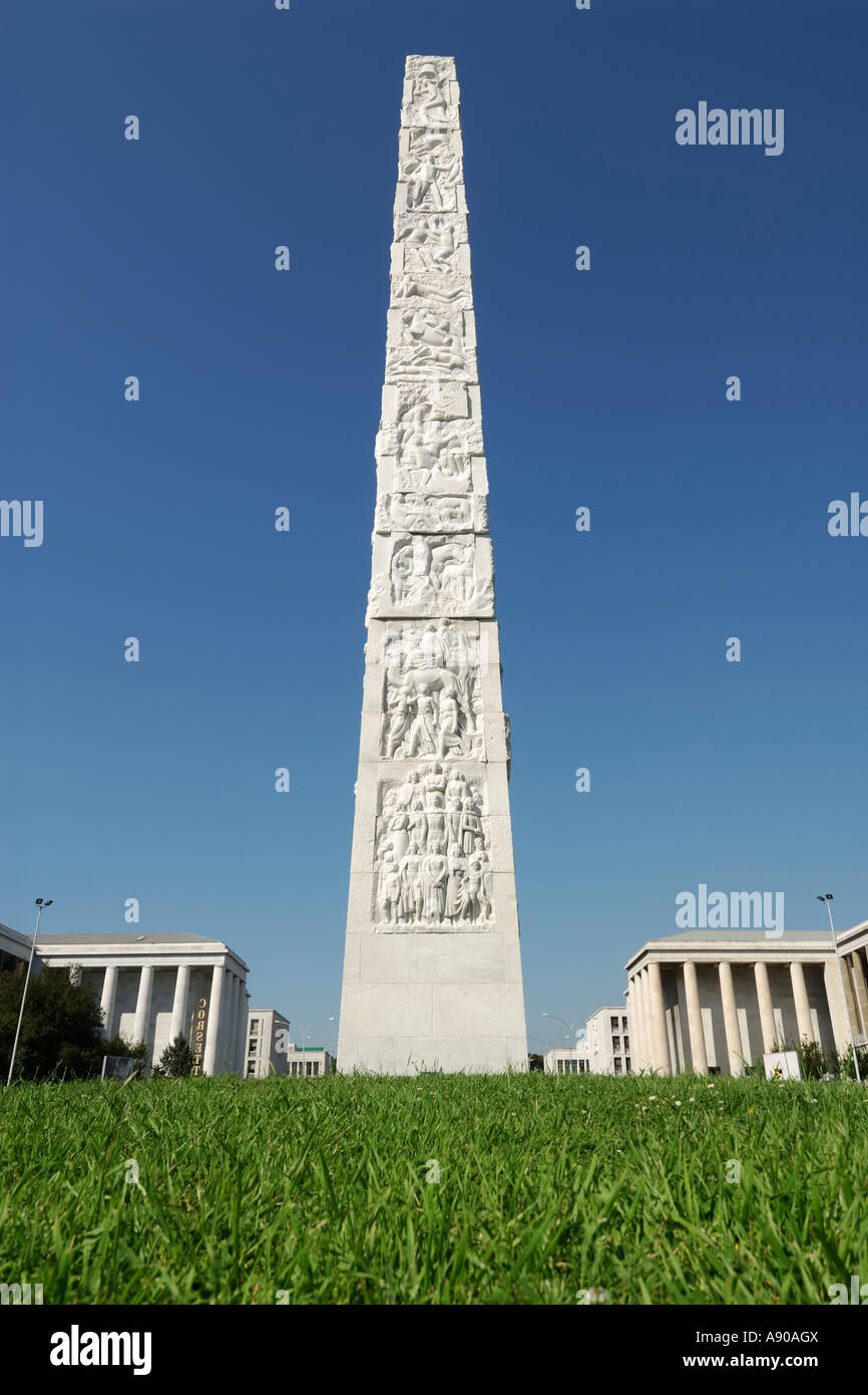 Rome Italy EUR The Obelisk dedicated to Guglielmo Marconi on the Piazza ...