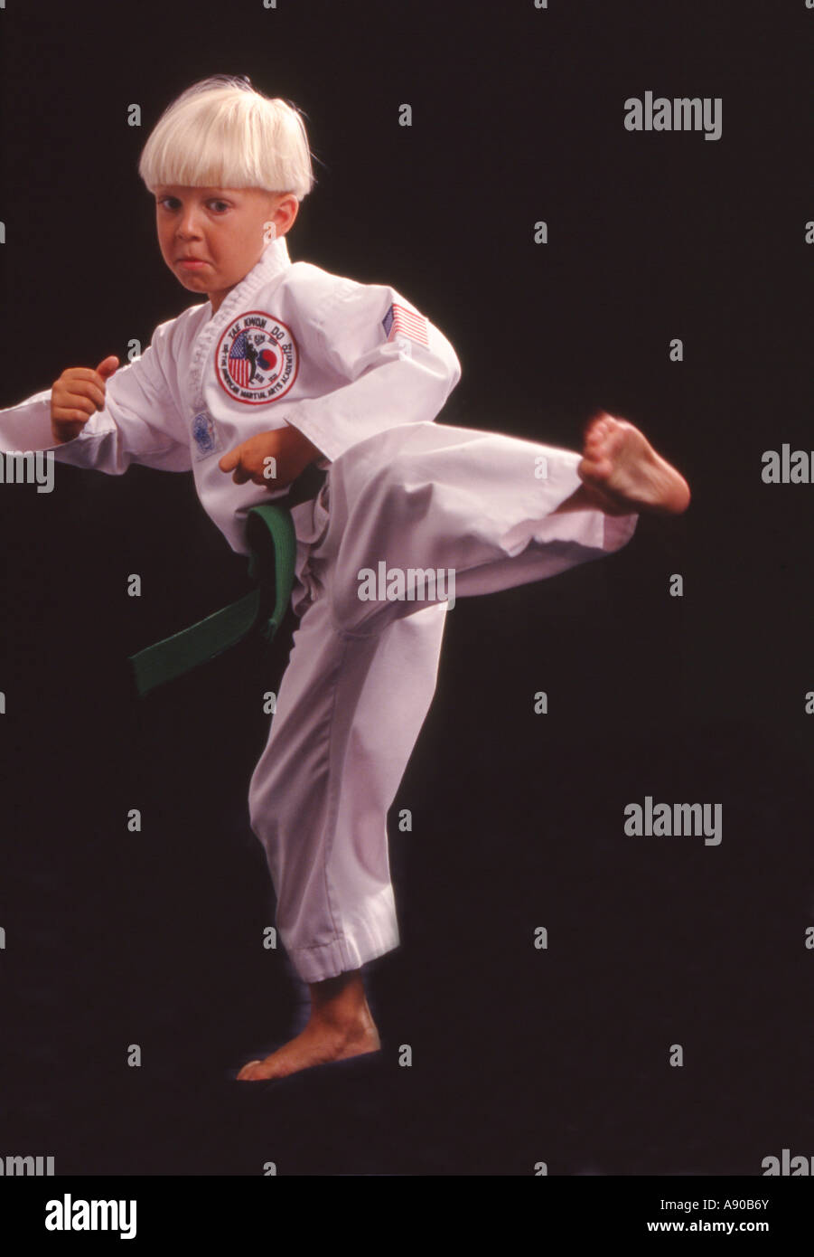 Boy practicing Judo or Karate Stock Photo - Alamy