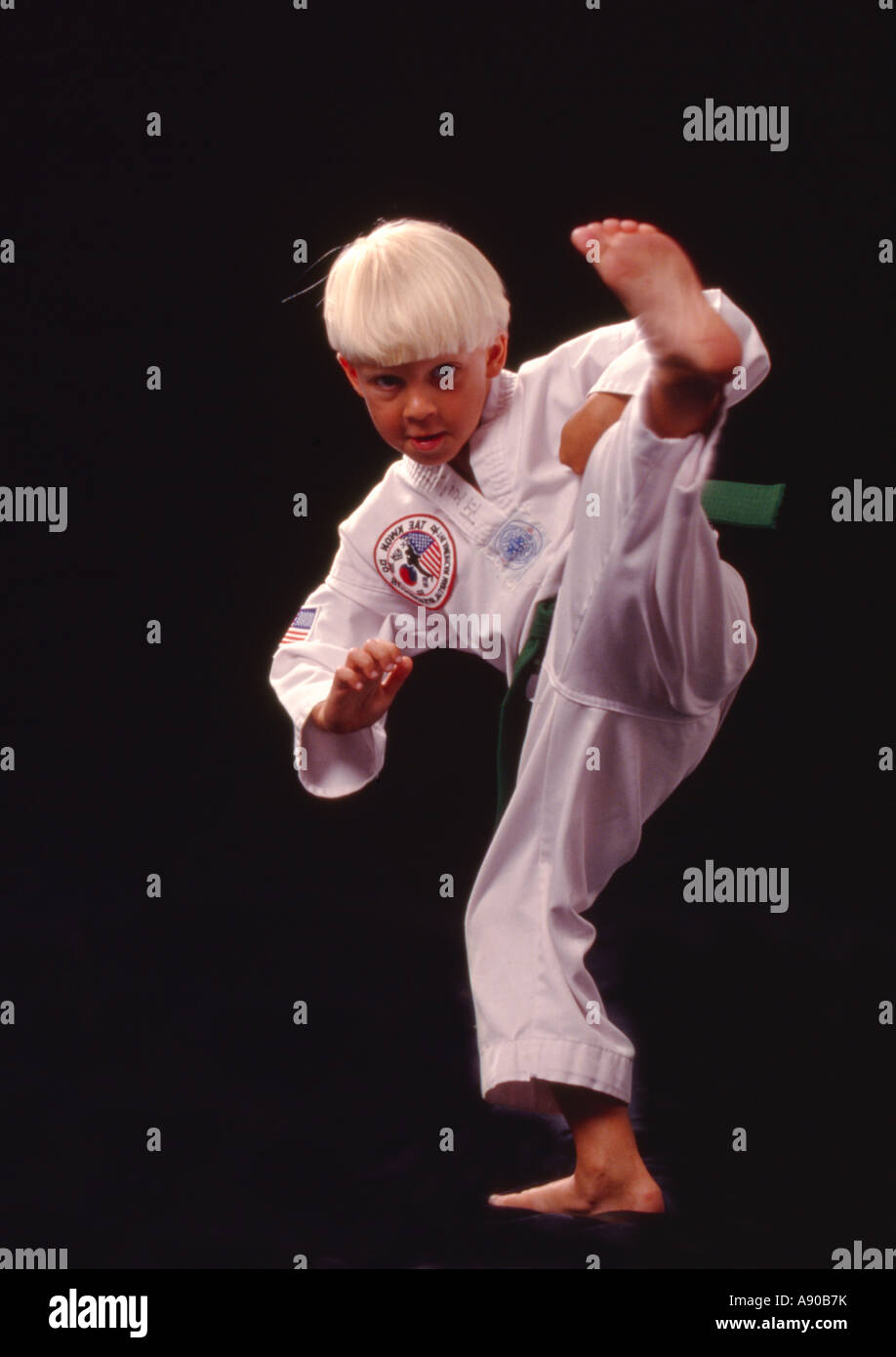 Boy practicing Judo or Karate Stock Photo - Alamy