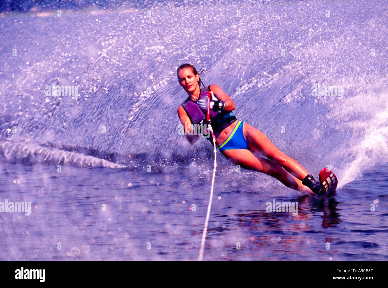 Slalom water skier Stock Photo - Alamy