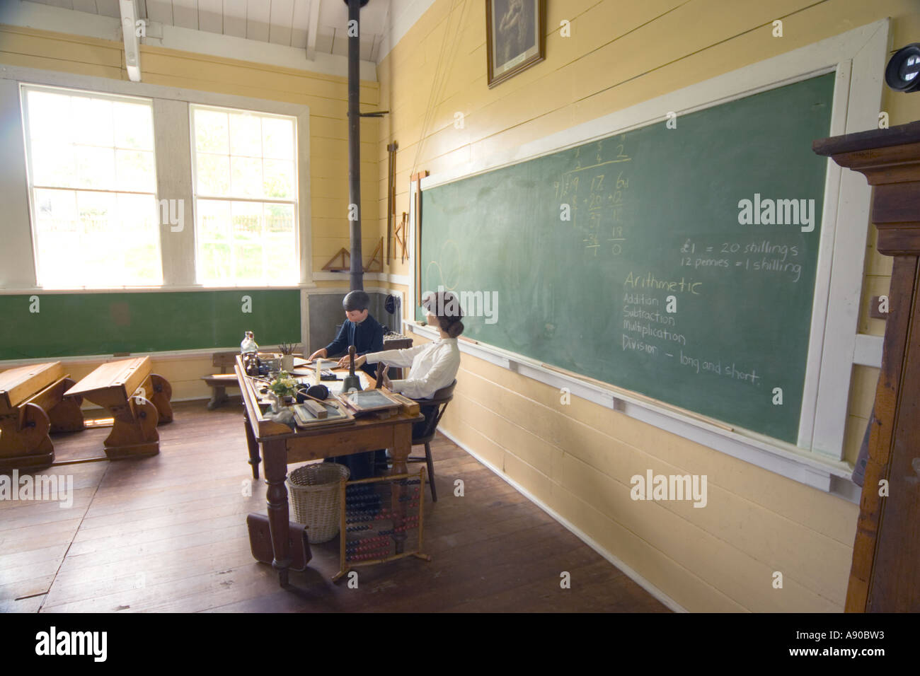 Matakohe New Zealand Kauri Museum School room house Teacher in main ...