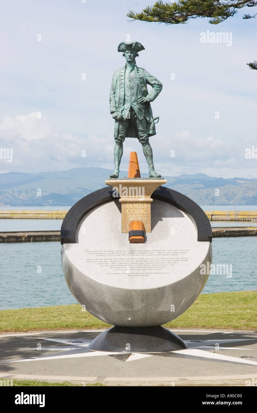 New Zealand Gisborne Statue of Captain James Cook near the spot where ...
