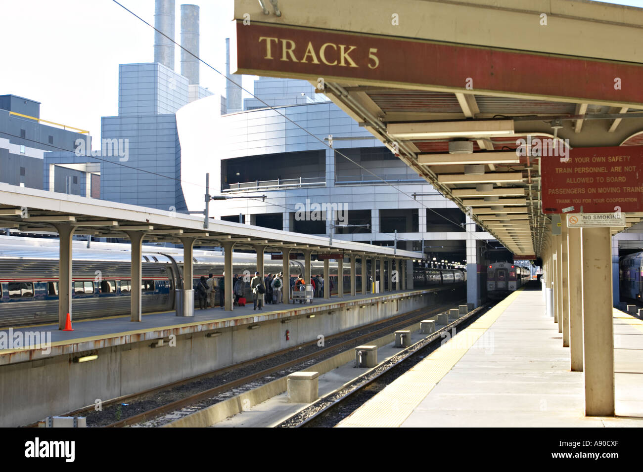 MASSACHUSETTS Boston Track 5 at South Station train along landing Stock ...