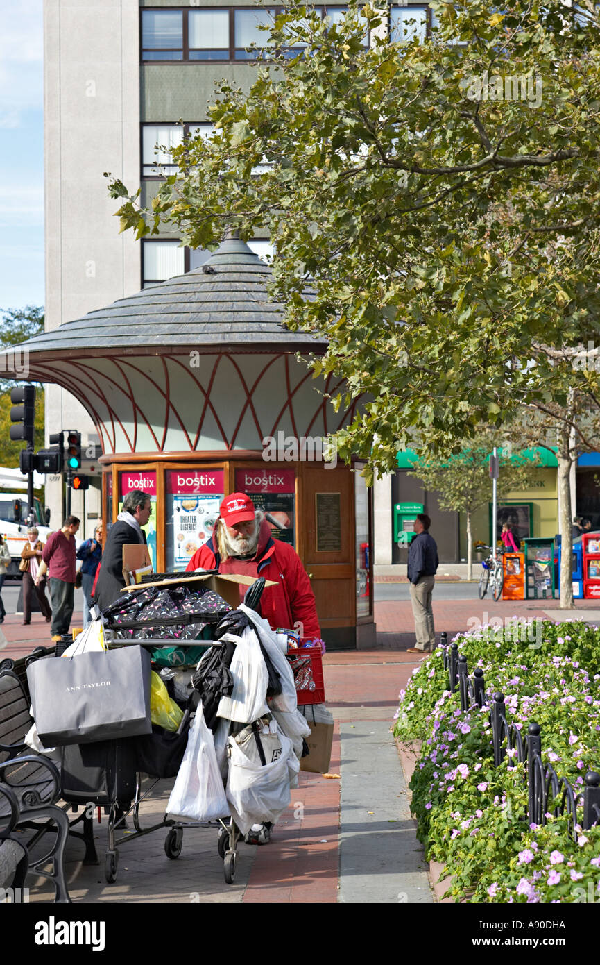 MASSACHUSETTS Boston Homeless man push shopping cart with Anny Taylor ...