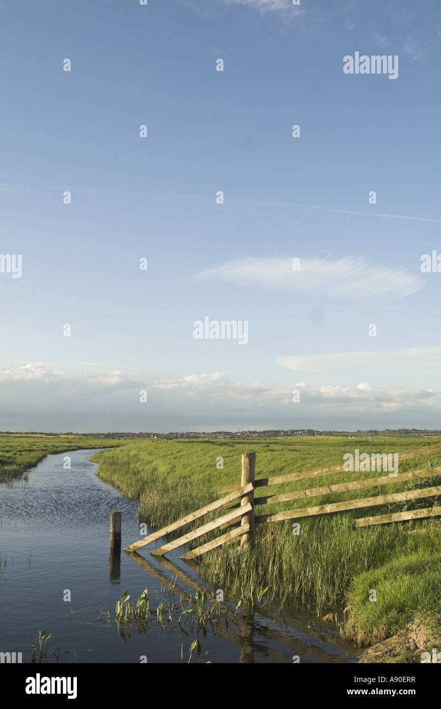 Blue sky over ditch Kent UK spring Stock Photo - Alamy