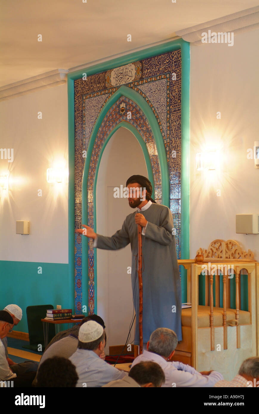 Saif ur Rahman leads the Friday afternoon prayer in the Mosque Stock ...