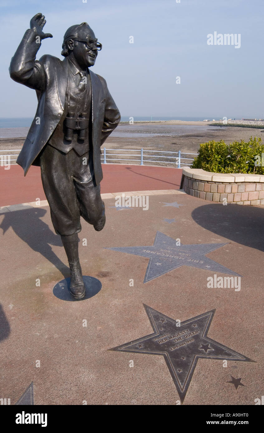 Statue of Eric Morecambe on the seafront at Morecanbe Lancashire ...