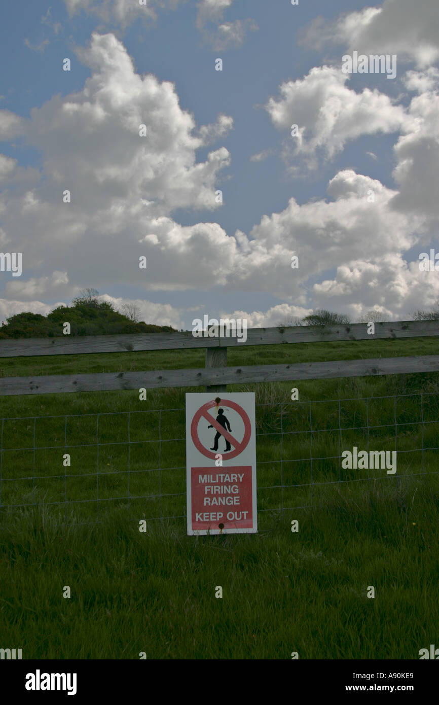 Live firing range warning sign Tyneham Dorset deserted village ...