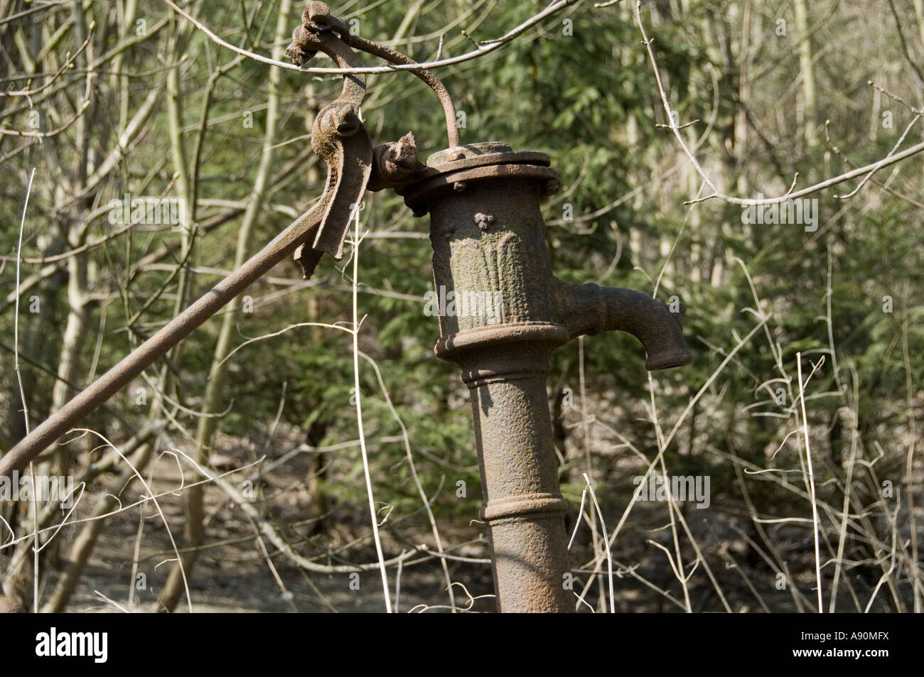 Old rusted water pump in woodland Stock Photo - Alamy