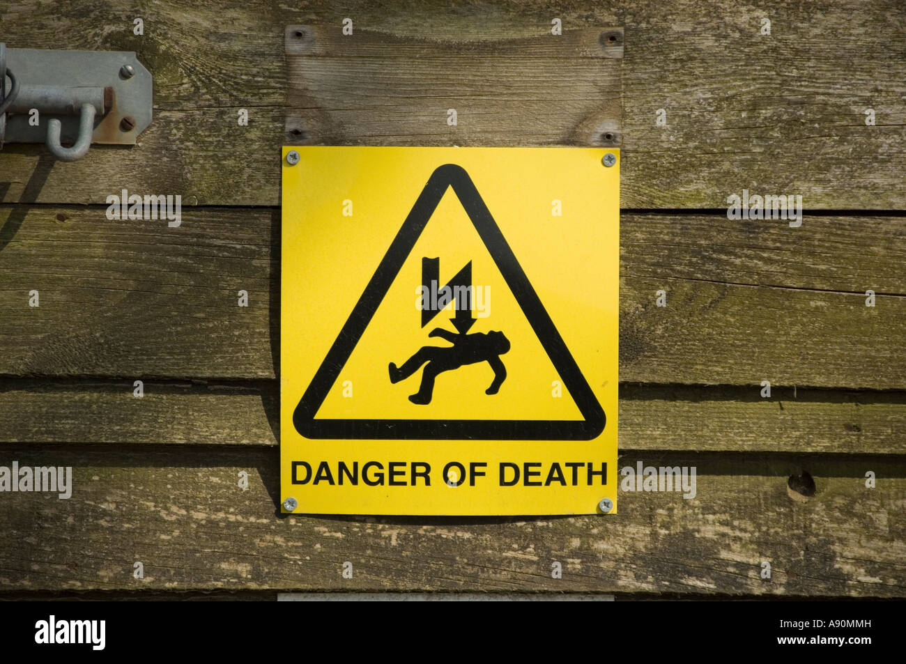 Danger of Death warning sign on wooden gate Stock Photo - Alamy