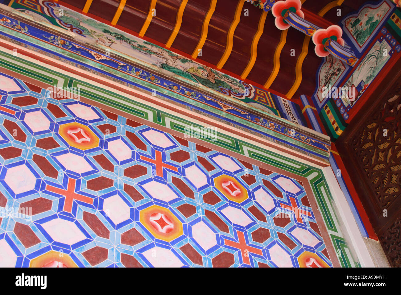 colorful Chinese temple wall Stock Photo - Alamy
