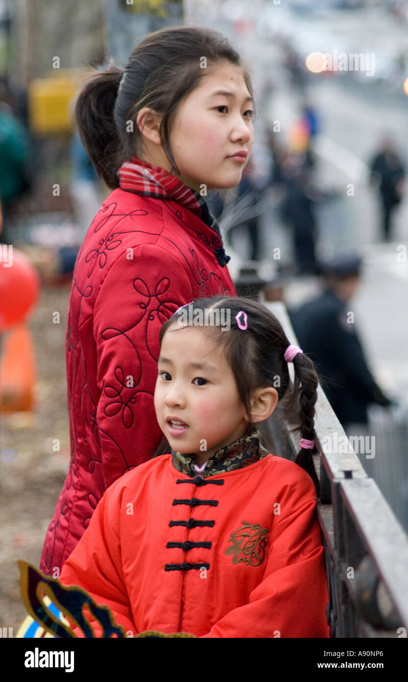 Chinese Girls in Traditional Dress at Chinatown New Years Festivities ...