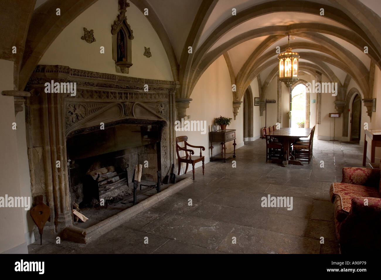 England Somerset Wells Bishops Palace medieval undercroft with 1600s ...
