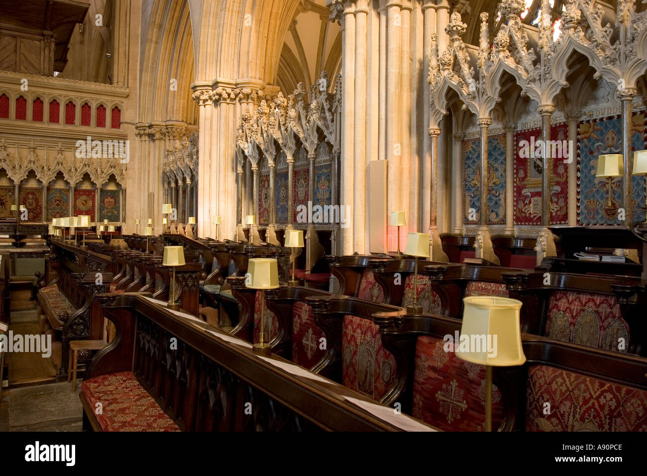 England Somerset Wells Cathedral the Quire and ancient tapestries Stock ...