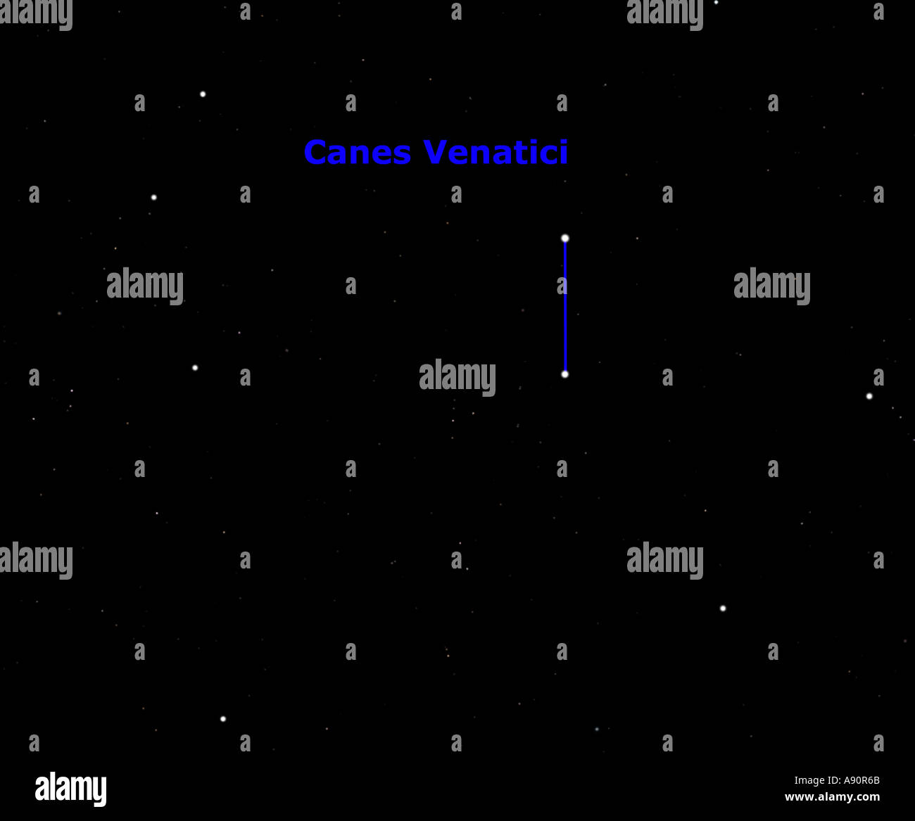 Canes Venatici Constellation Showing Name And Sign Stock Photo - Alamy