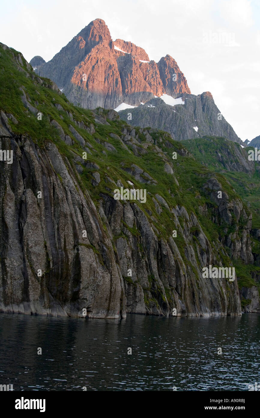Late in the evening in the Troll Fjord (Trollfjorden) in the Lofoten ...