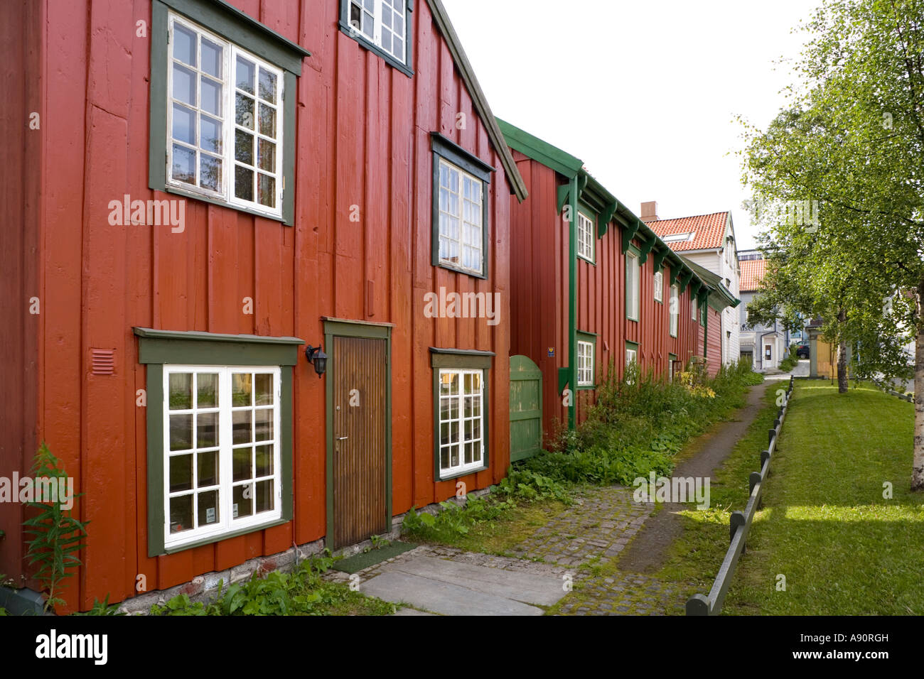Timber weatherboarded buildings in Tromso Norway Stock Photo - Alamy